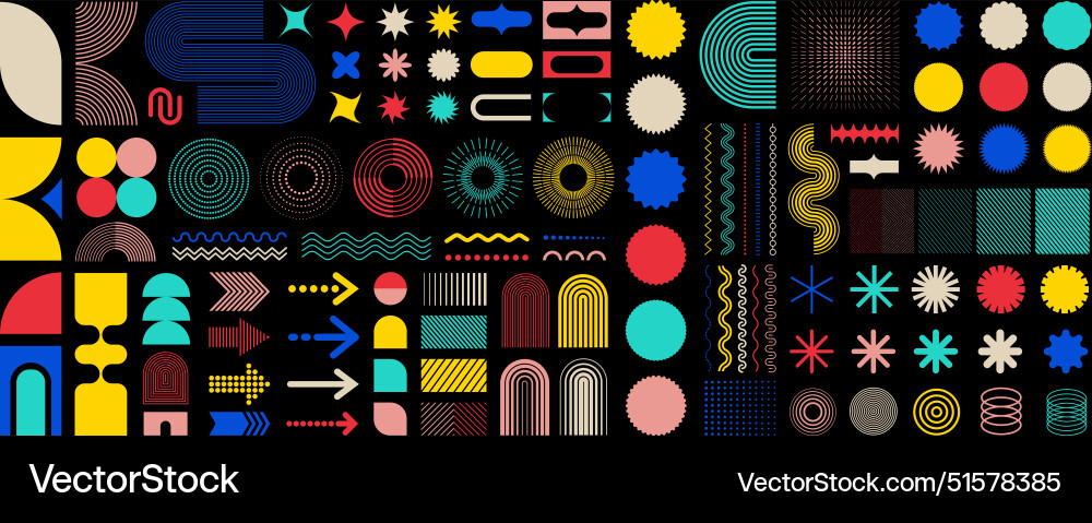Brutalist abstract geometric shapes and grids Vector Image