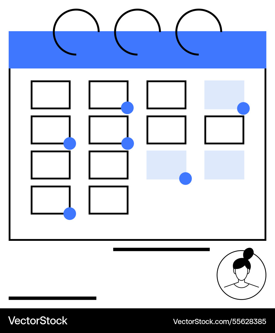 Calendar with scheduled events and user profile Vector Image