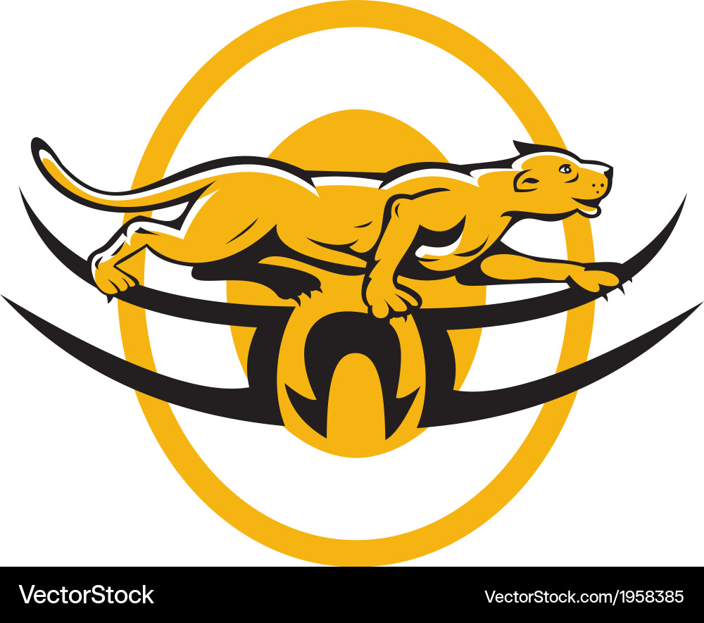 Cartoon Puma Mountain Lion Crouching Royalty Free Vector