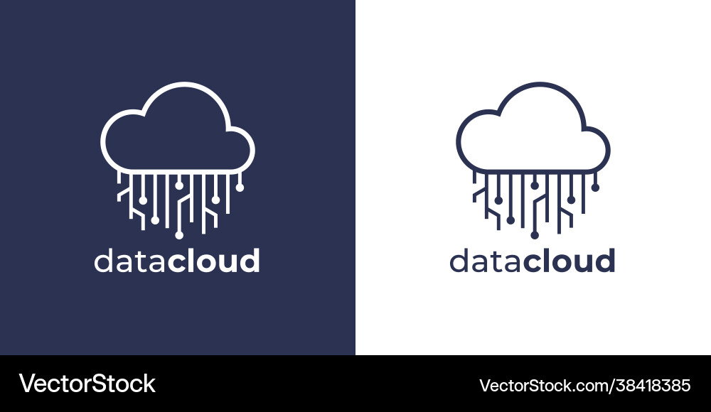 Data cloud circuit logo icon Royalty Free Vector Image