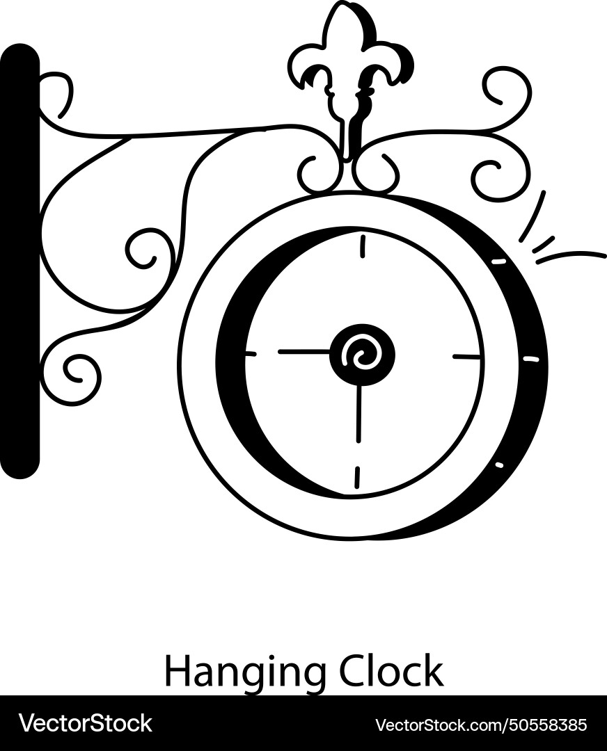 Hanging clock Royalty Free Vector Image - VectorStock