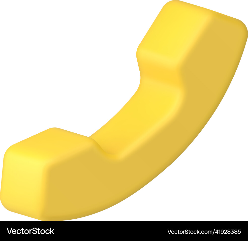 Yellow phone handset 3d icon Royalty Free Vector Image