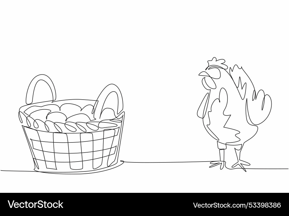 Continuous one line drawing mother hen standing Vector Image