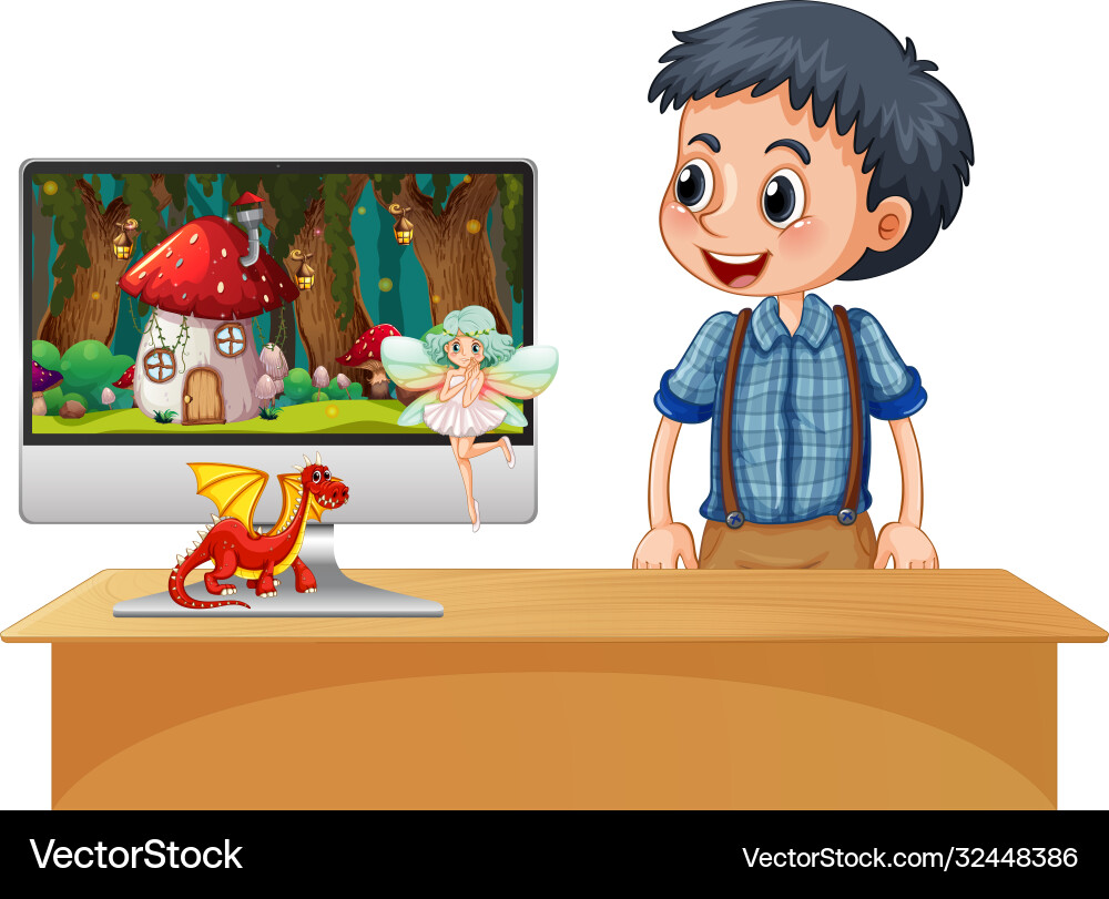 Fairy tale on computer screen Royalty Free Vector Image
