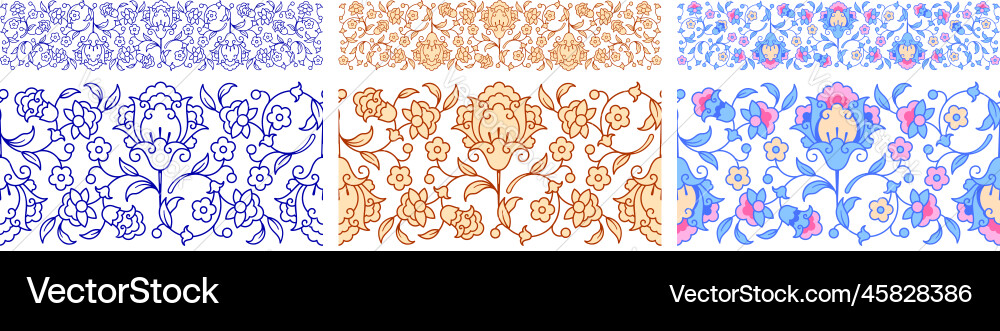 Floral Arabian Borders Royalty Free Vector Image