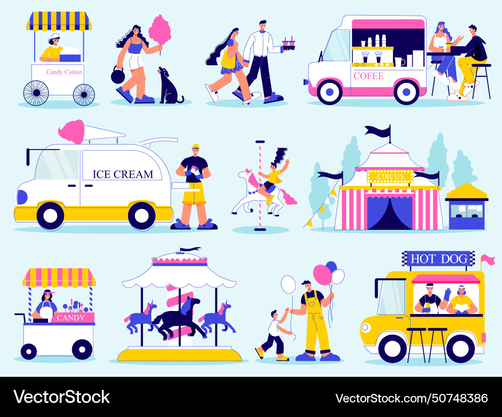 Fun fair icons collection Royalty Free Vector Image