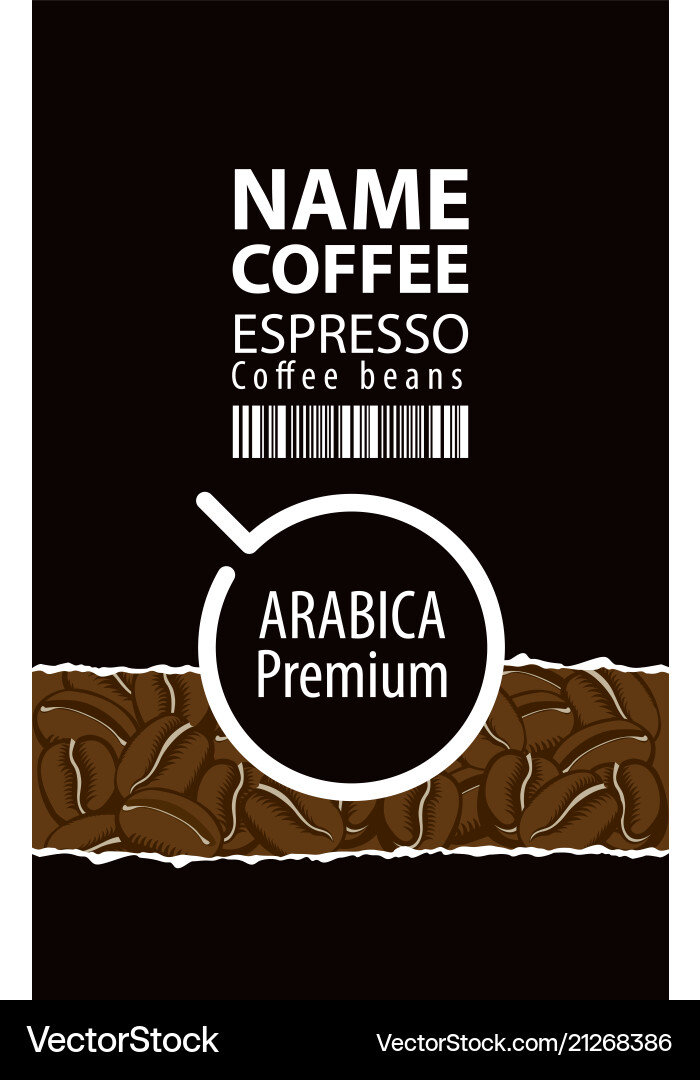 Label design for coffee beans with cup Royalty Free Vector