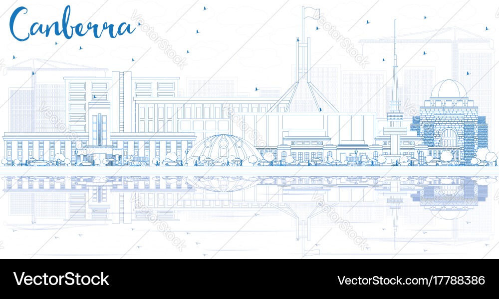 Outline canberra skyline with blue buildings Vector Image