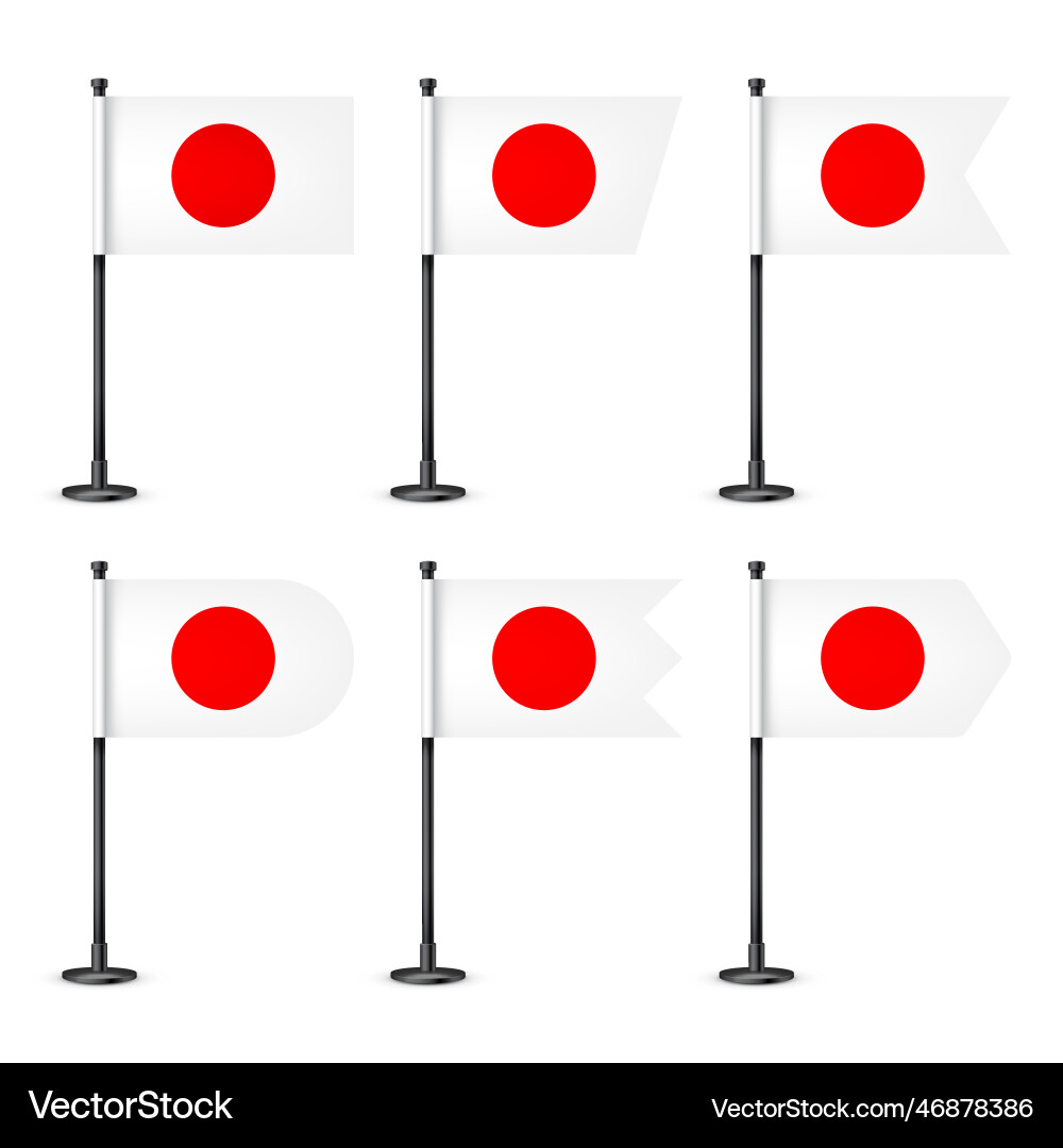 Realistic various japanese table flags on a black Vector Image