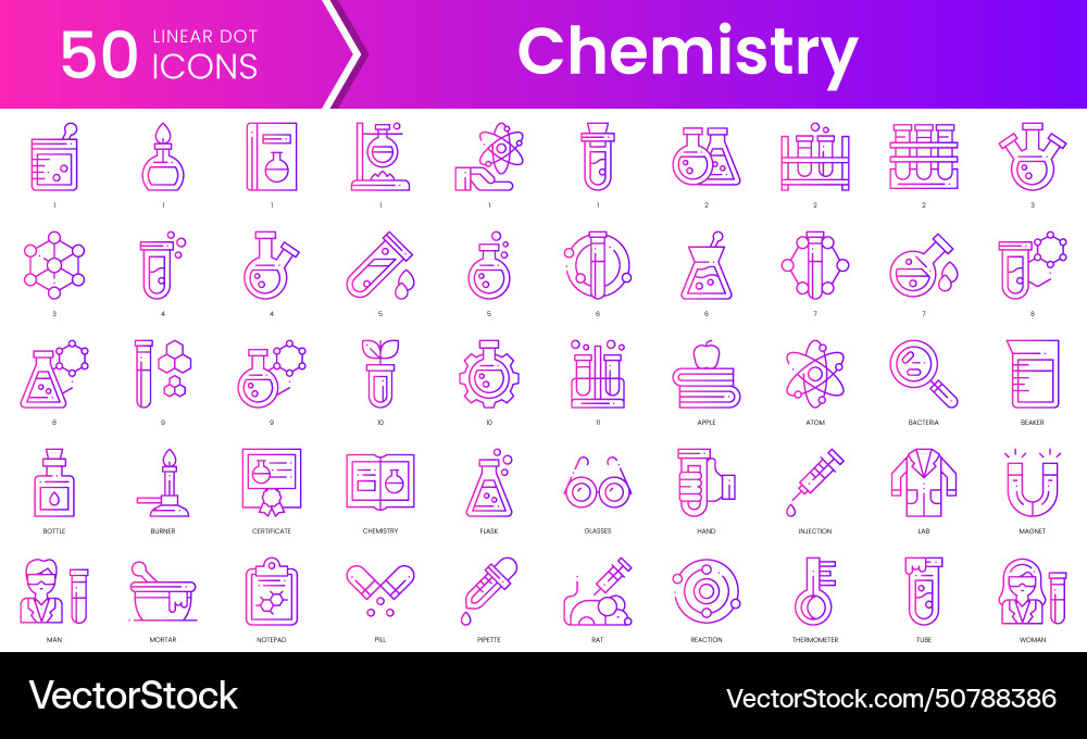 Set of chemistry icons gradient style icon bundle Vector Image