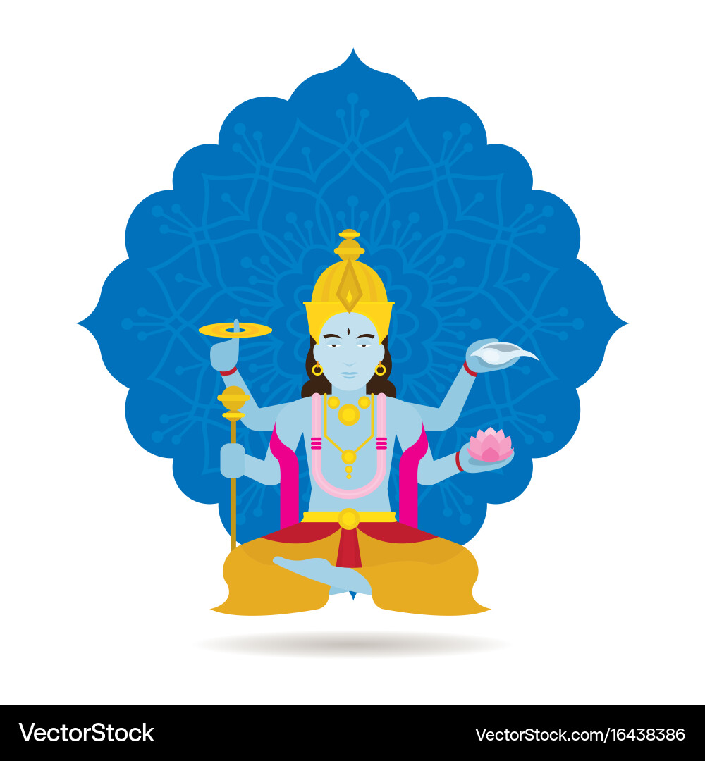 Vishnu hindu god or deity Royalty Free Vector Image