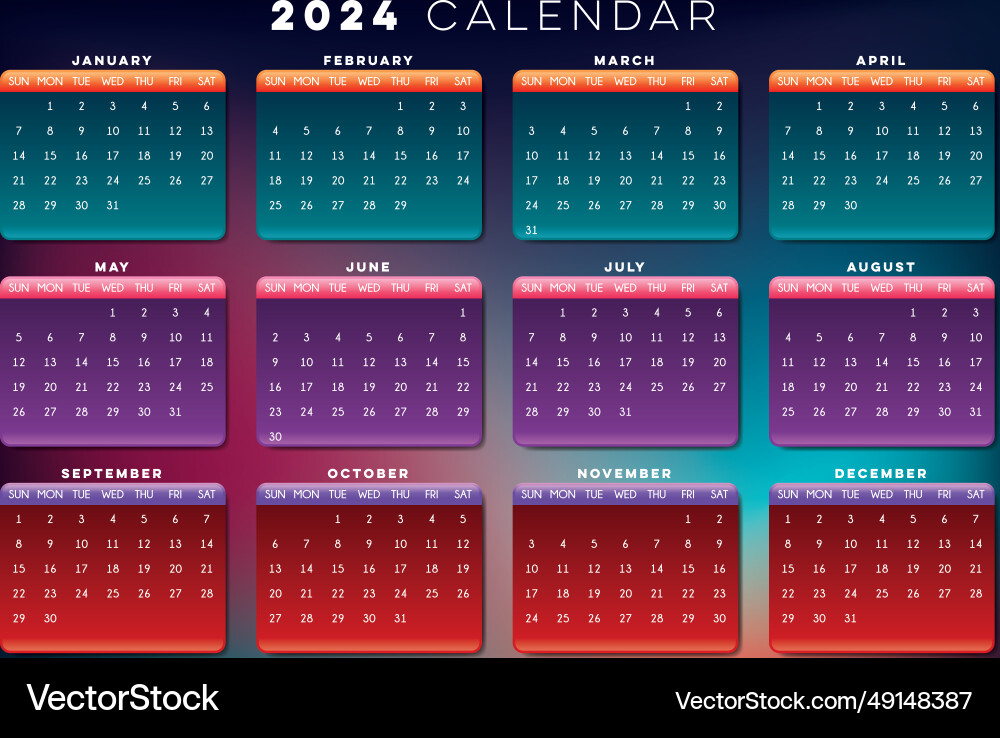 2024 calendar Royalty Free Vector Image - VectorStock