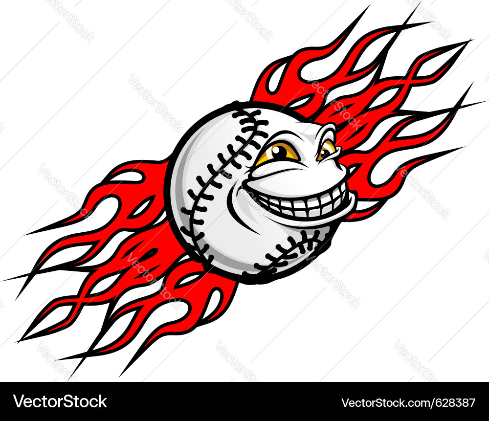 Baseball with Flames Royalty Free Vector Image