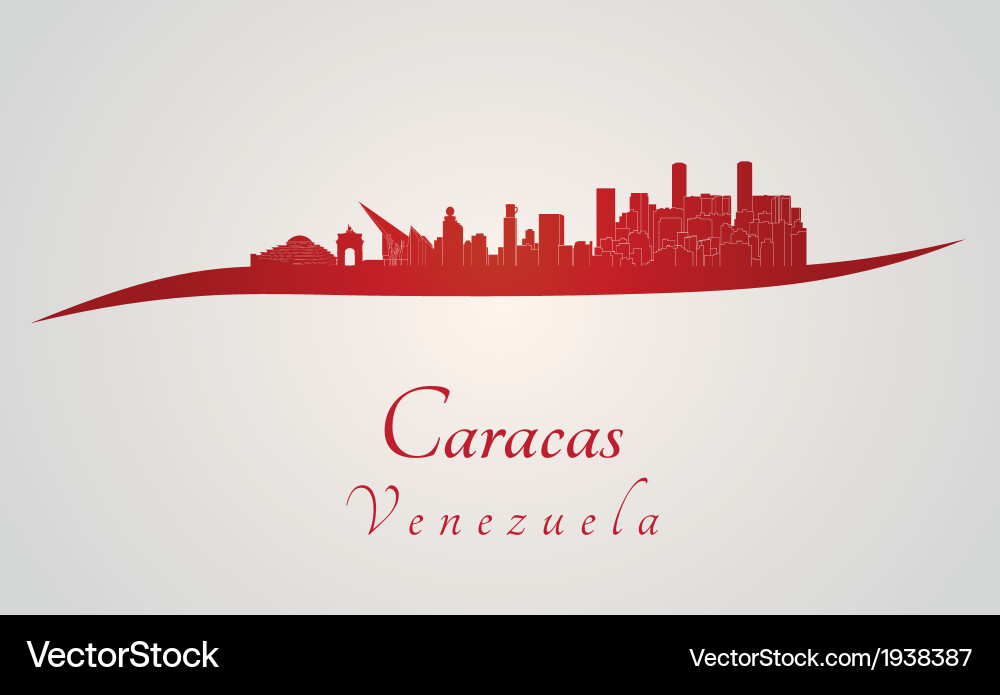 Caracas Cityscape - Red Skyline Royalty Free Vector Image