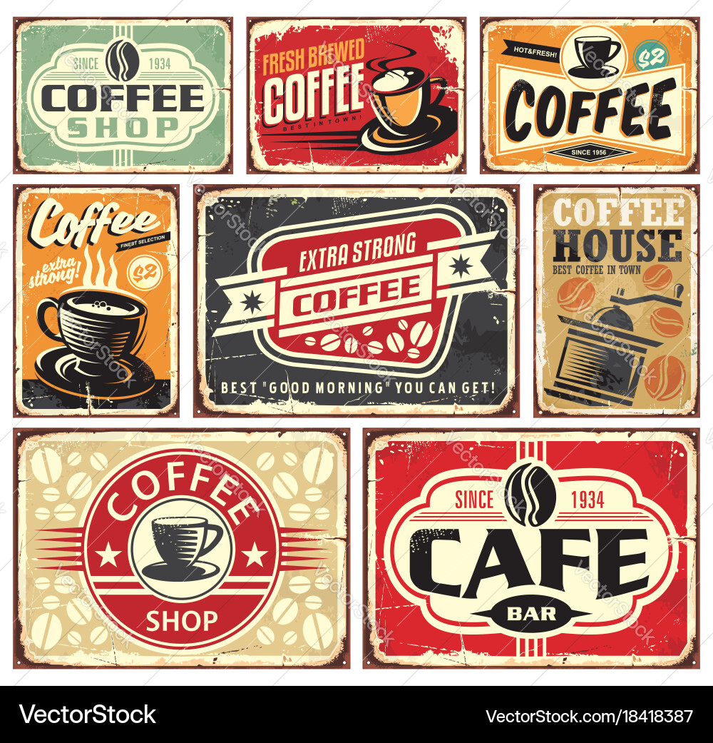 Coffee signs and labels collection Royalty Free Vector Image