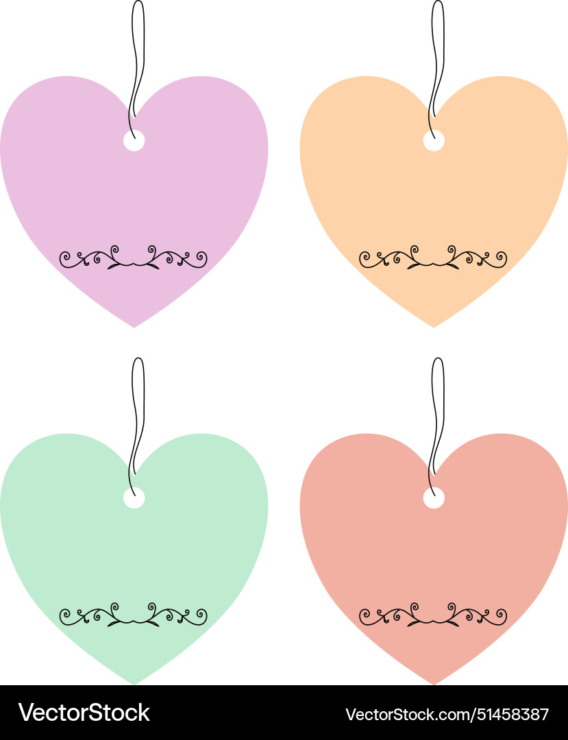 Colorful ornamental hearts design labels Vector Image