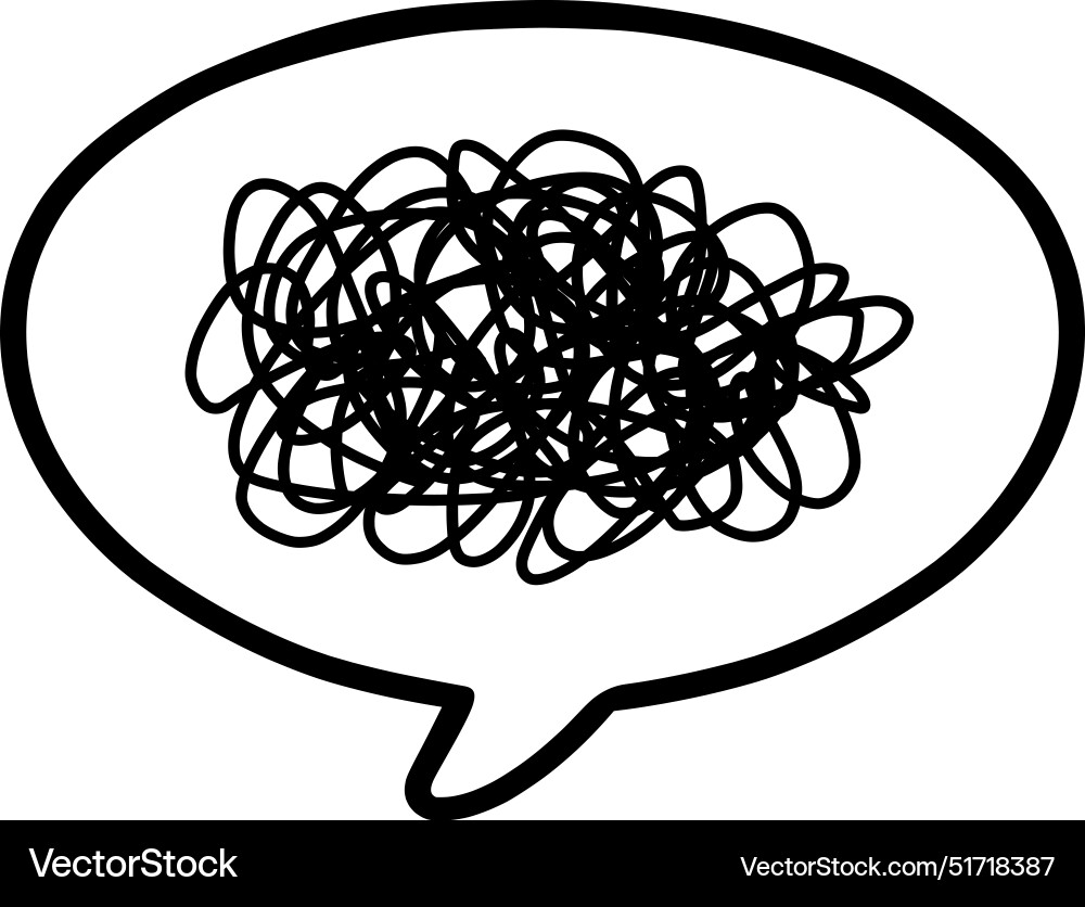 Dizzy confused stressed thought bubble speech art Vector Image