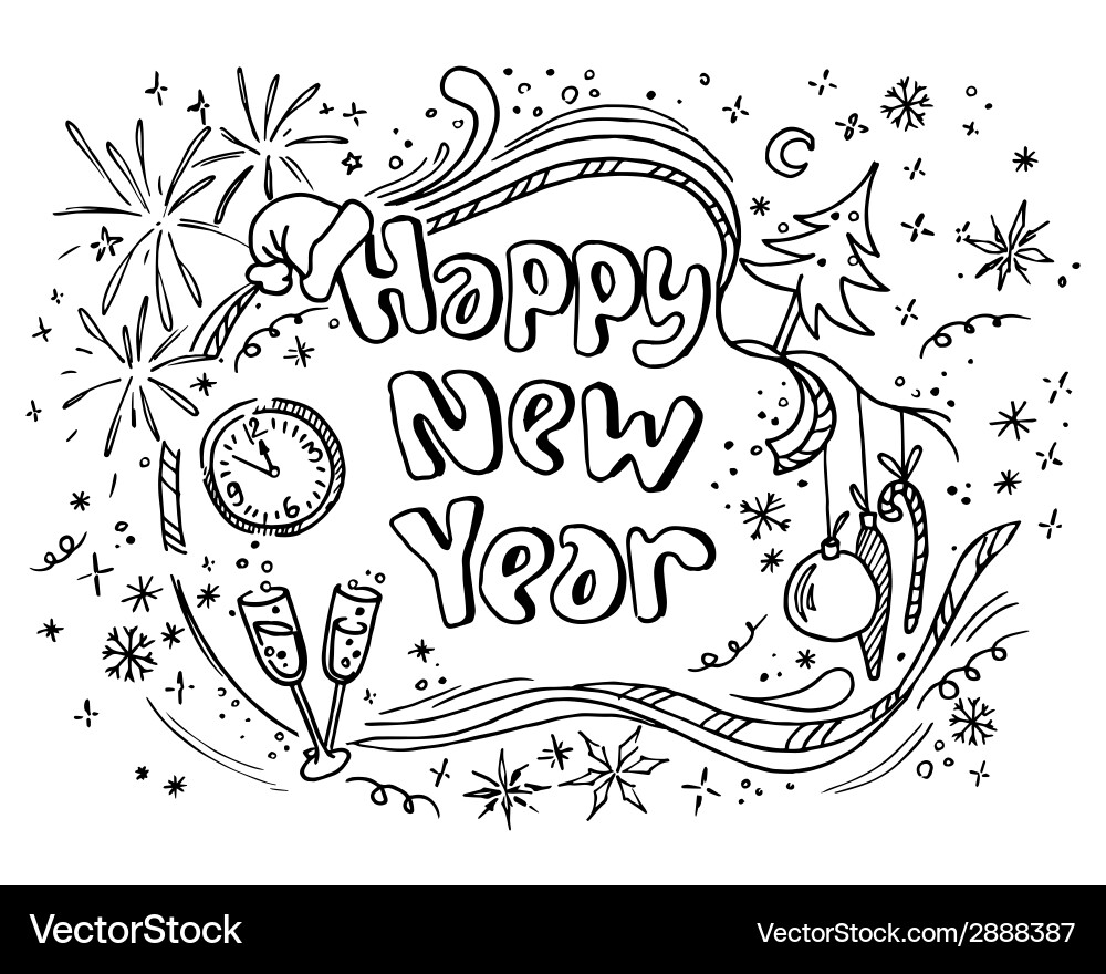 Doodle new year Royalty Free Vector Image - VectorStock