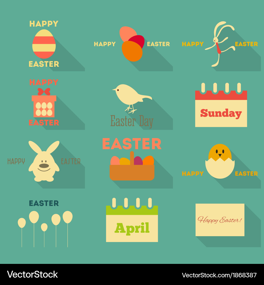 Easter icons collection Royalty Free Vector Image