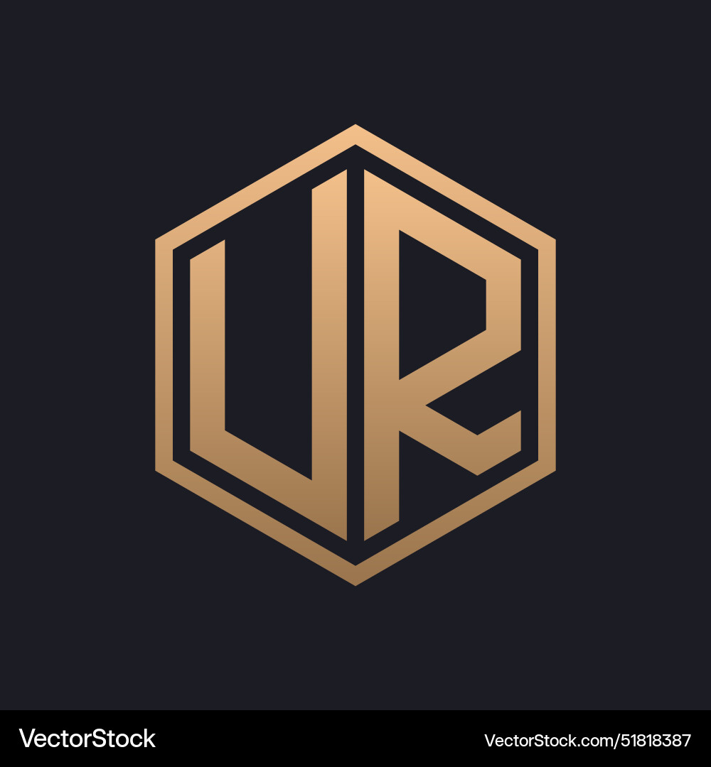 Elegant hexagon letter ur logo design initial Vector Image