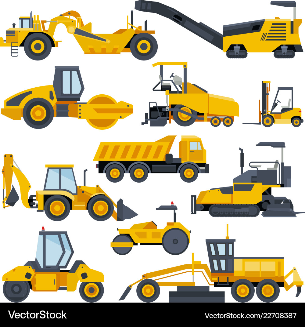 Excavator road construction digger Royalty Free Vector Image