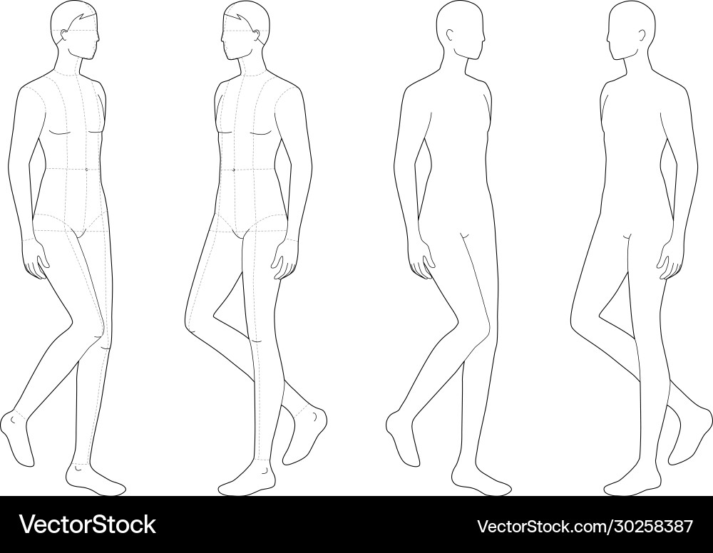 Fashion template walking men Royalty Free Vector Image