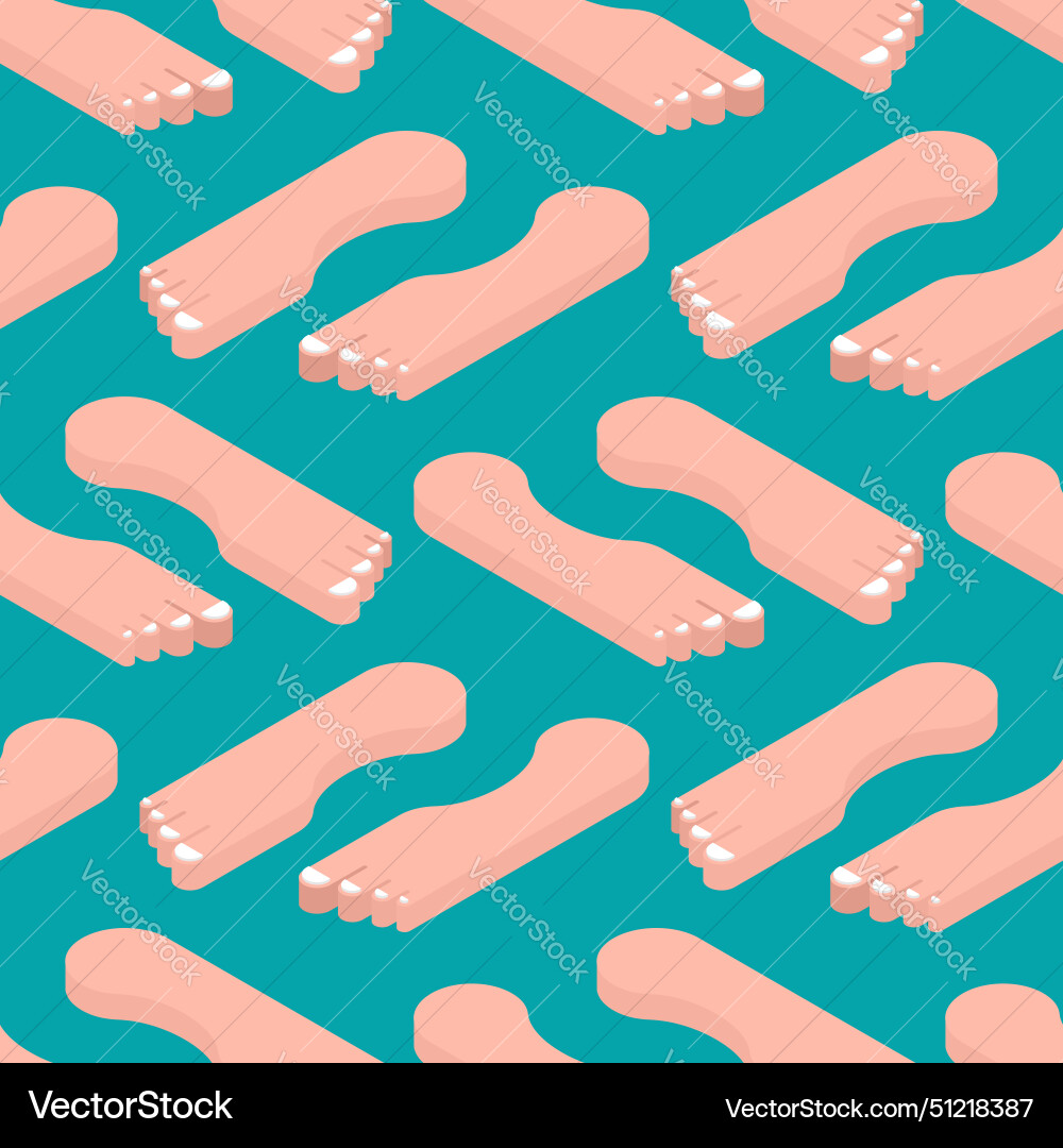 Feet isometric pattern seamless toes texture two Vector Image