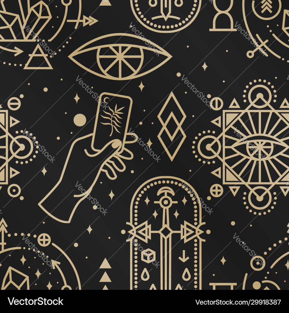 Gold esoteric seamless pattern background Vector Image