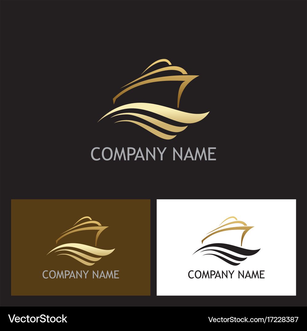 Golden ship ocean logo Royalty Free Vector Image