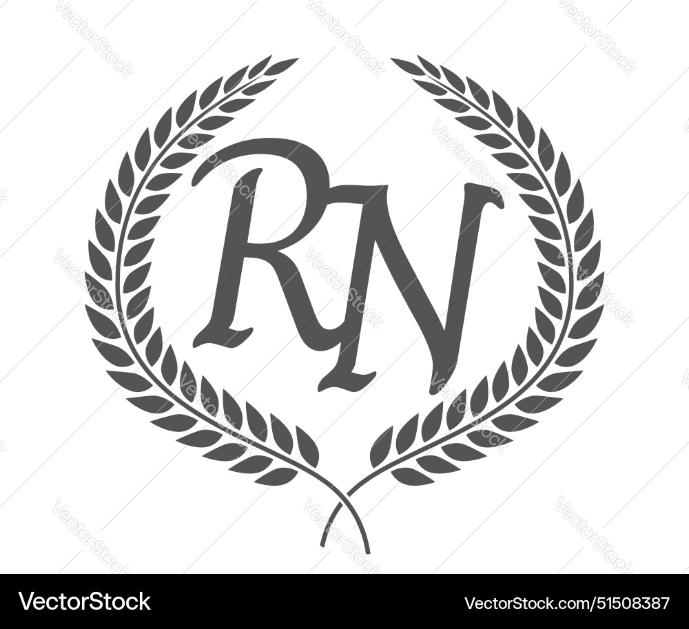 Initial letter r and n rn monogram logo design Vector Image