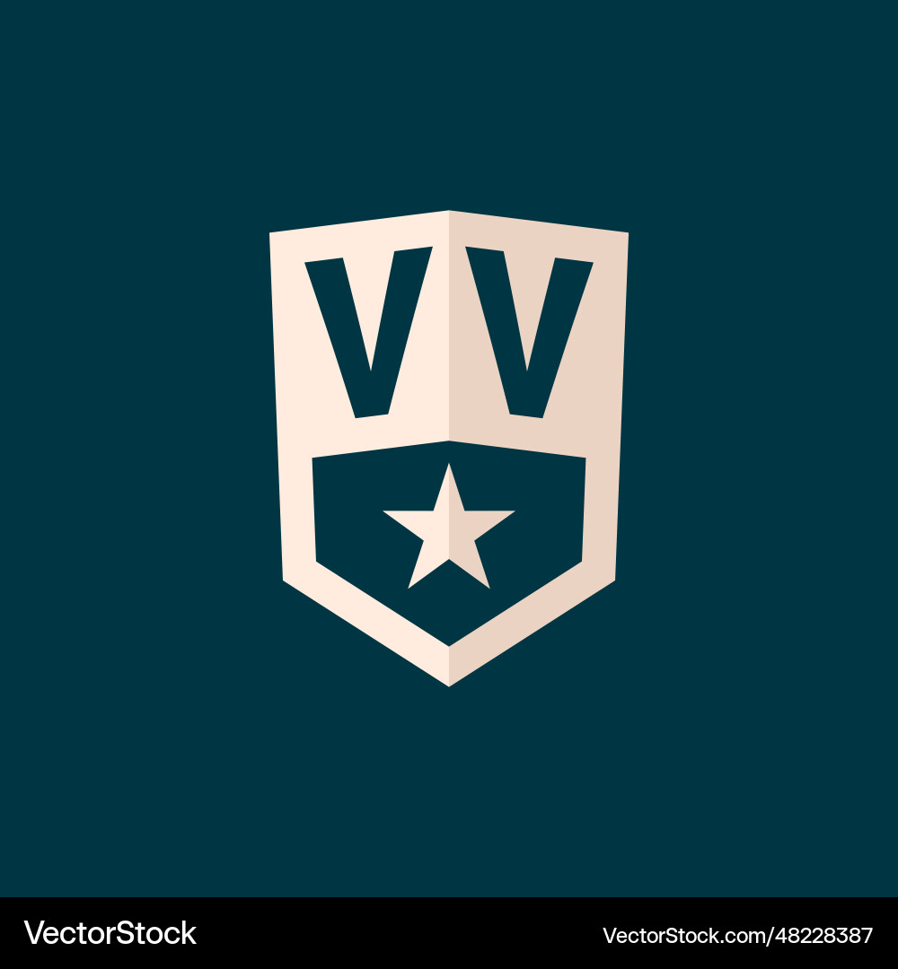 Initial vv logo star shield symbol with simple Vector Image