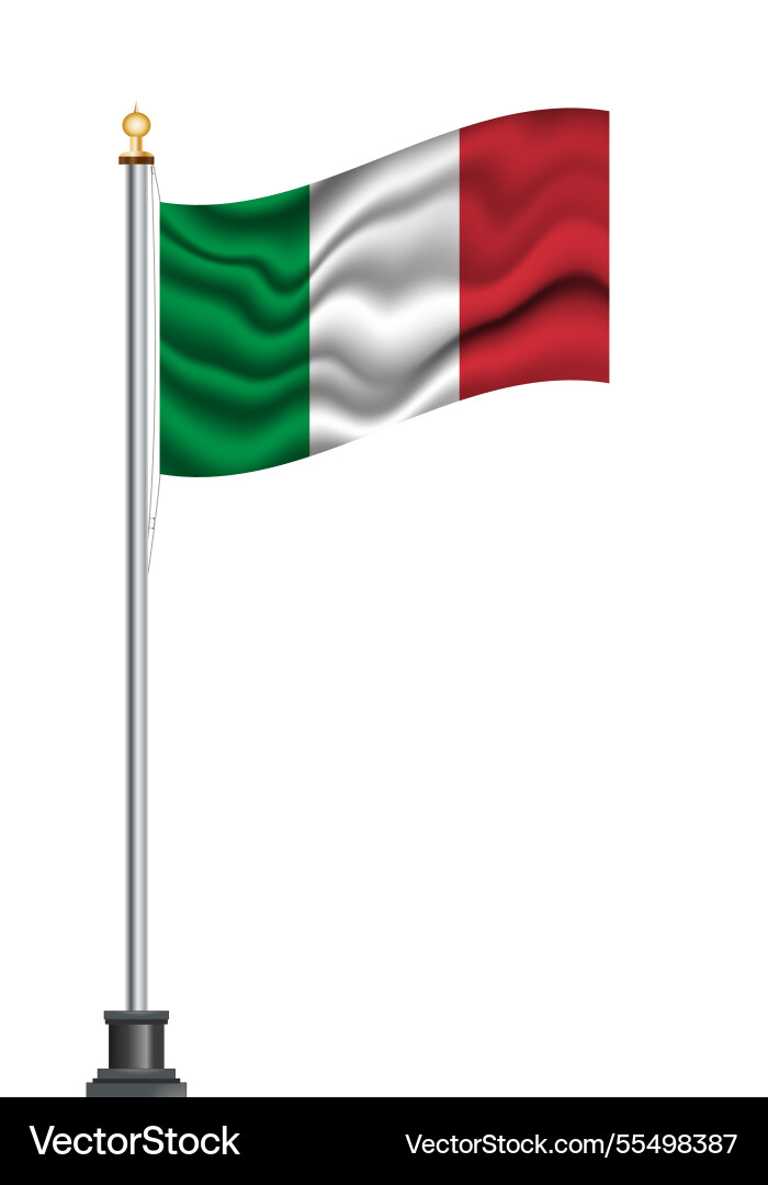 Italian flag waving on a flagpole Royalty Free Vector Image