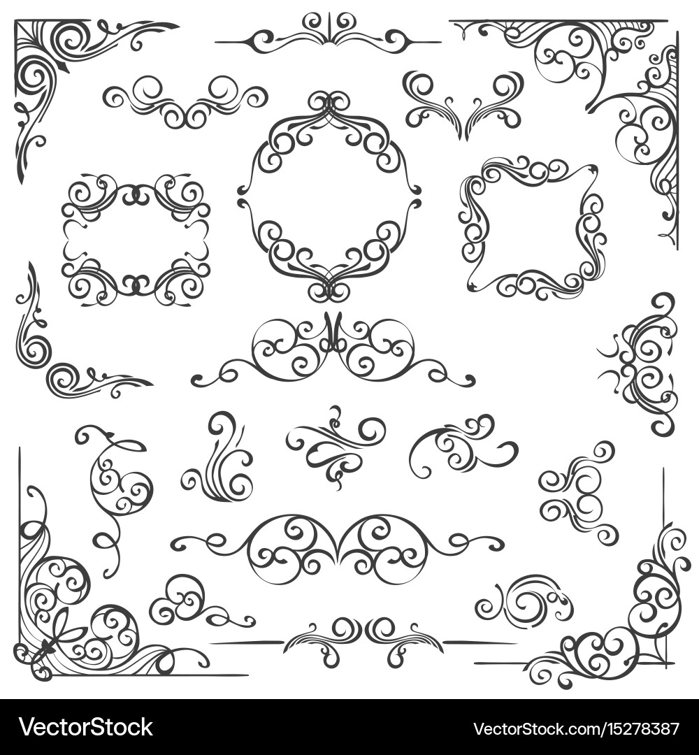 Ornate swirl frames headers and scroll elements Vector Image