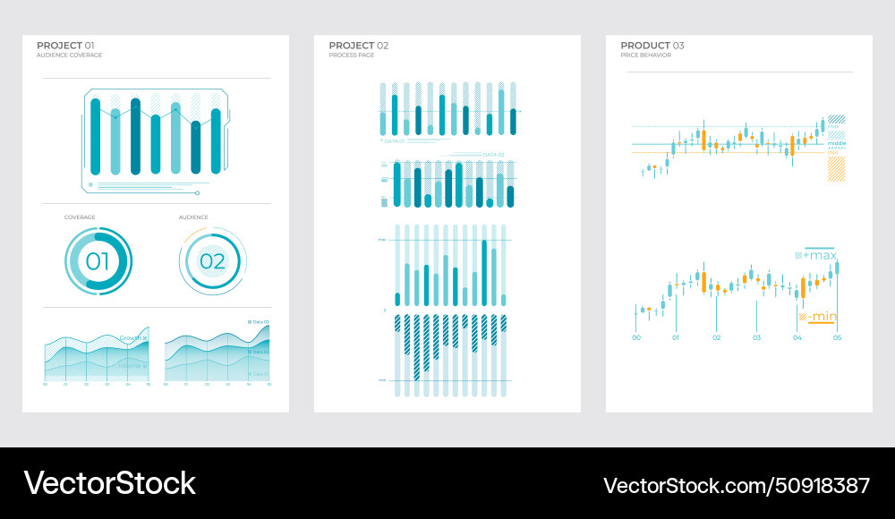Project elements commercial charts modern visual Vector Image