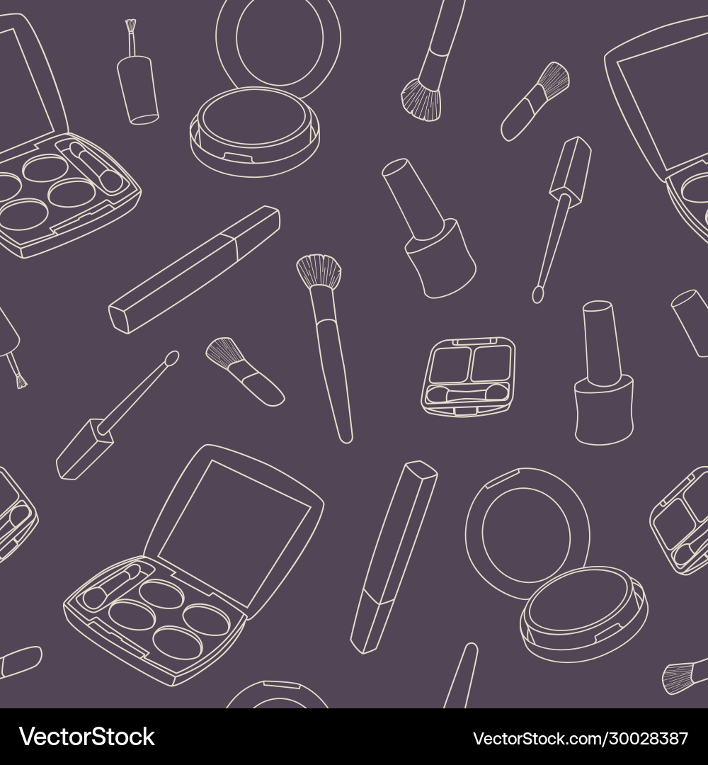 Seamless make up pattern with brushes eyeshadow Vector Image