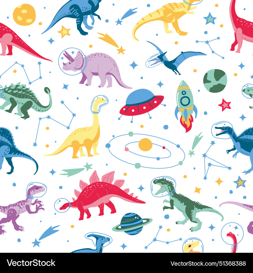 Astronaut dinosaur character design cute space Vector Image