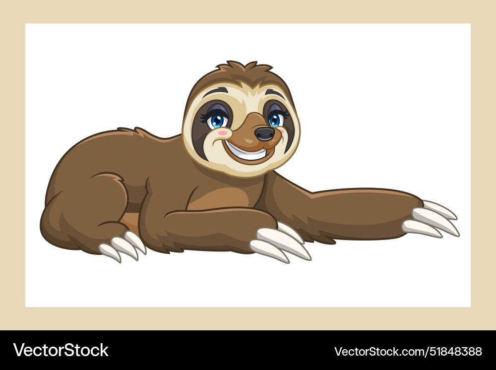 Cartoon little sloth walking on white background Vector Image