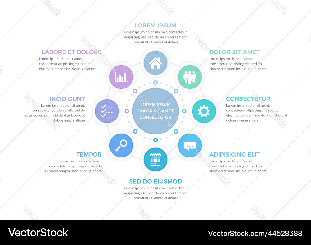 Circle diagram - eight elements Royalty Free Vector Image