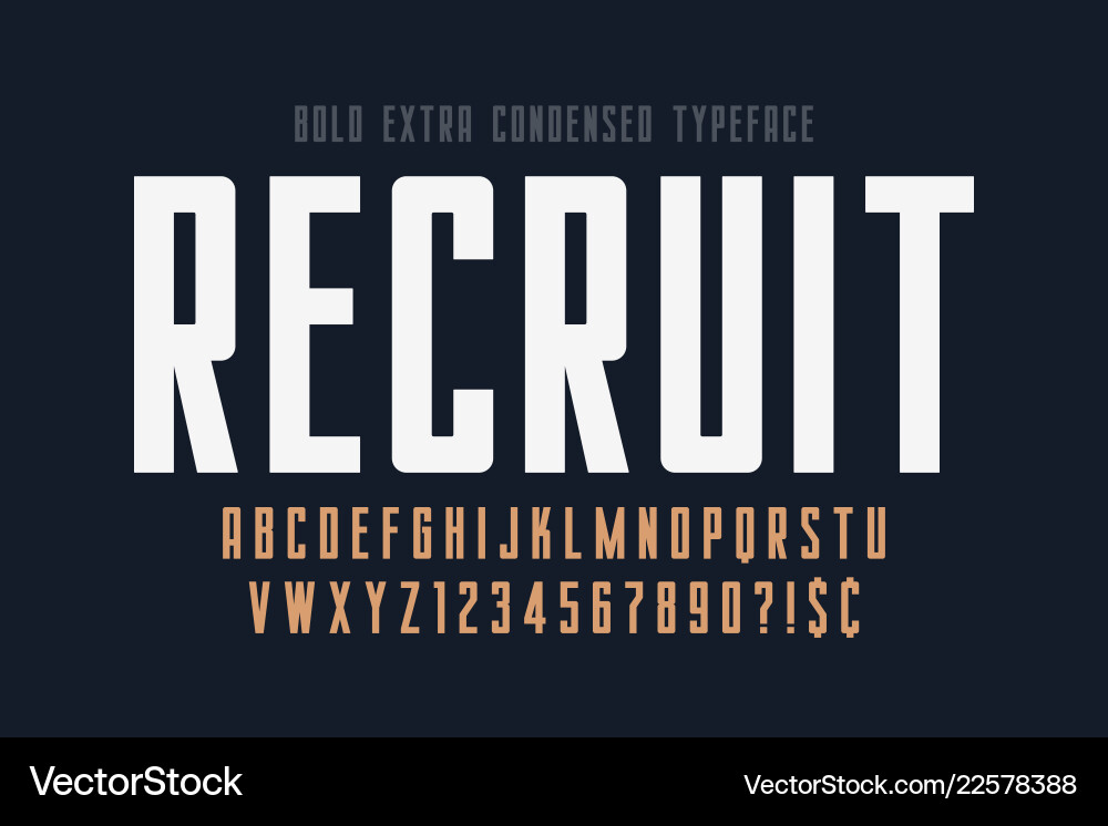 Condensed simple display font design alphabet Vector Image