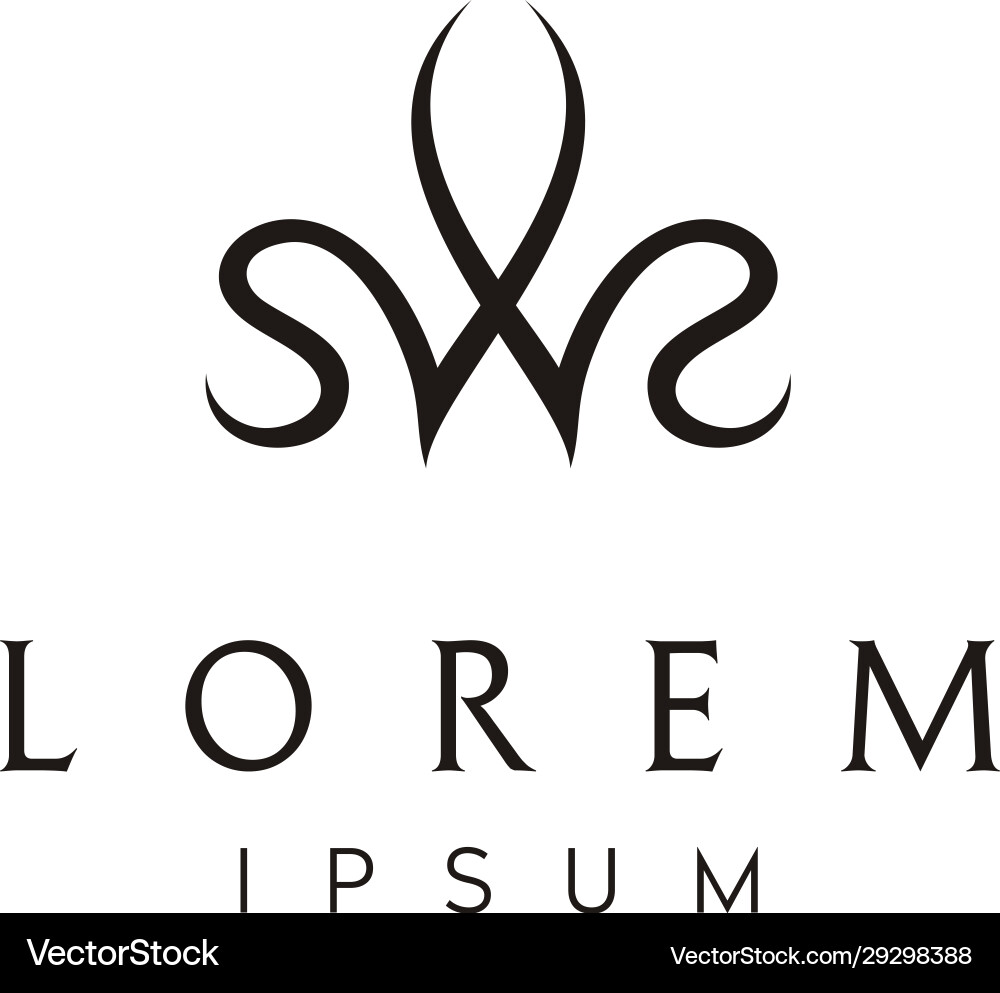 Crown queen monogram sws initial logo Royalty Free Vector