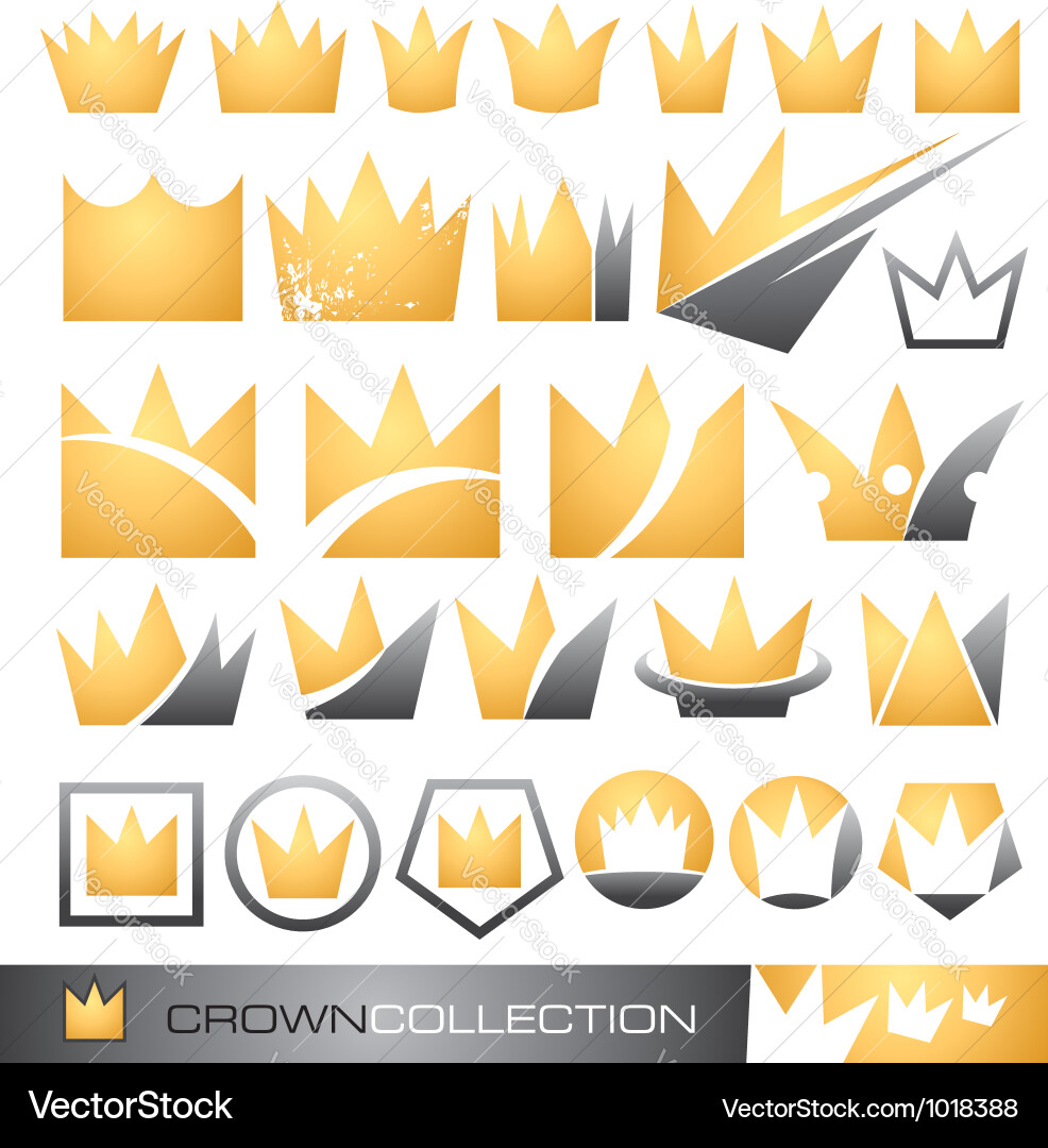 Crown symbol and icon set Royalty Free Vector Image