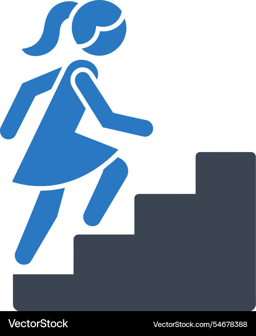 Girl climbing steps icon Royalty Free Vector Image