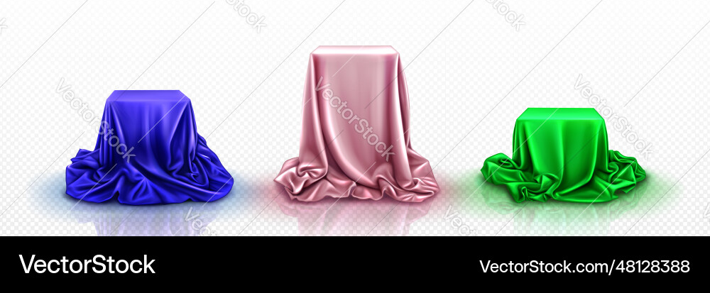 High and low podiums covered with silk cloth Vector Image