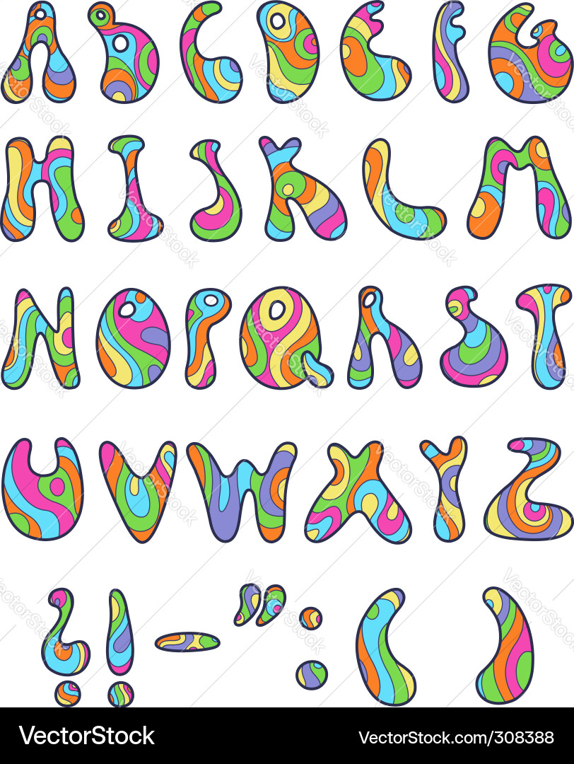 Psychedelic letters Royalty Free Vector Image - VectorStock