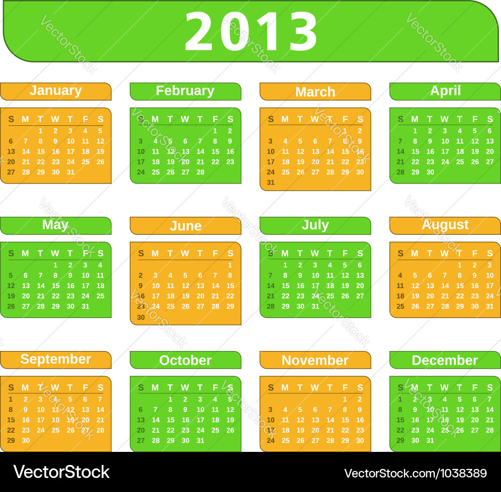 2013 calendar Royalty Free Vector Image - VectorStock