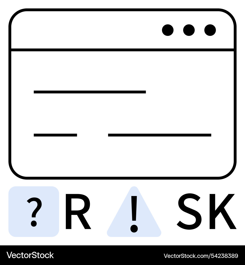 Browserfenster mit Risiko- und Vorsichtssymbolen Vektorbild
