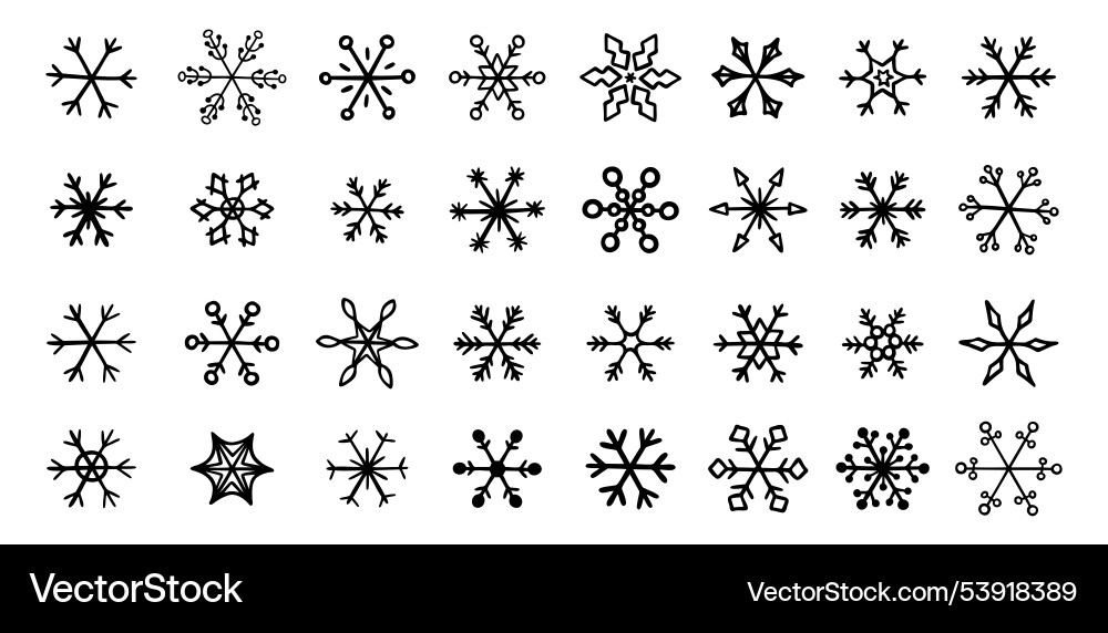 Different hand draw snowflake icons set doodle Vector Image