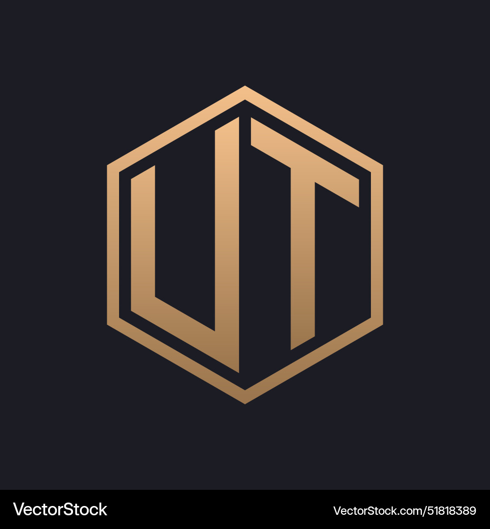 Elegant hexagon letter ut logo design initial Vector Image