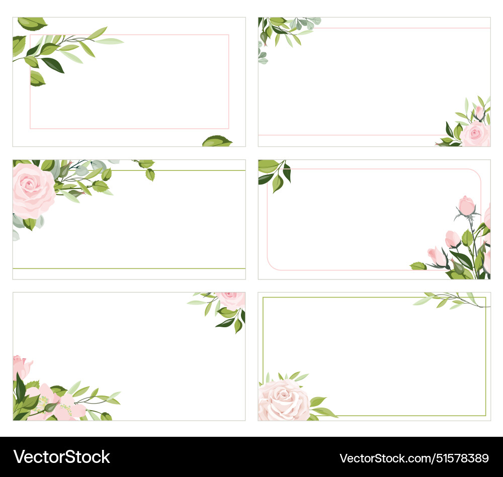 Hand drawn floral frames with flowers branch Vector Image