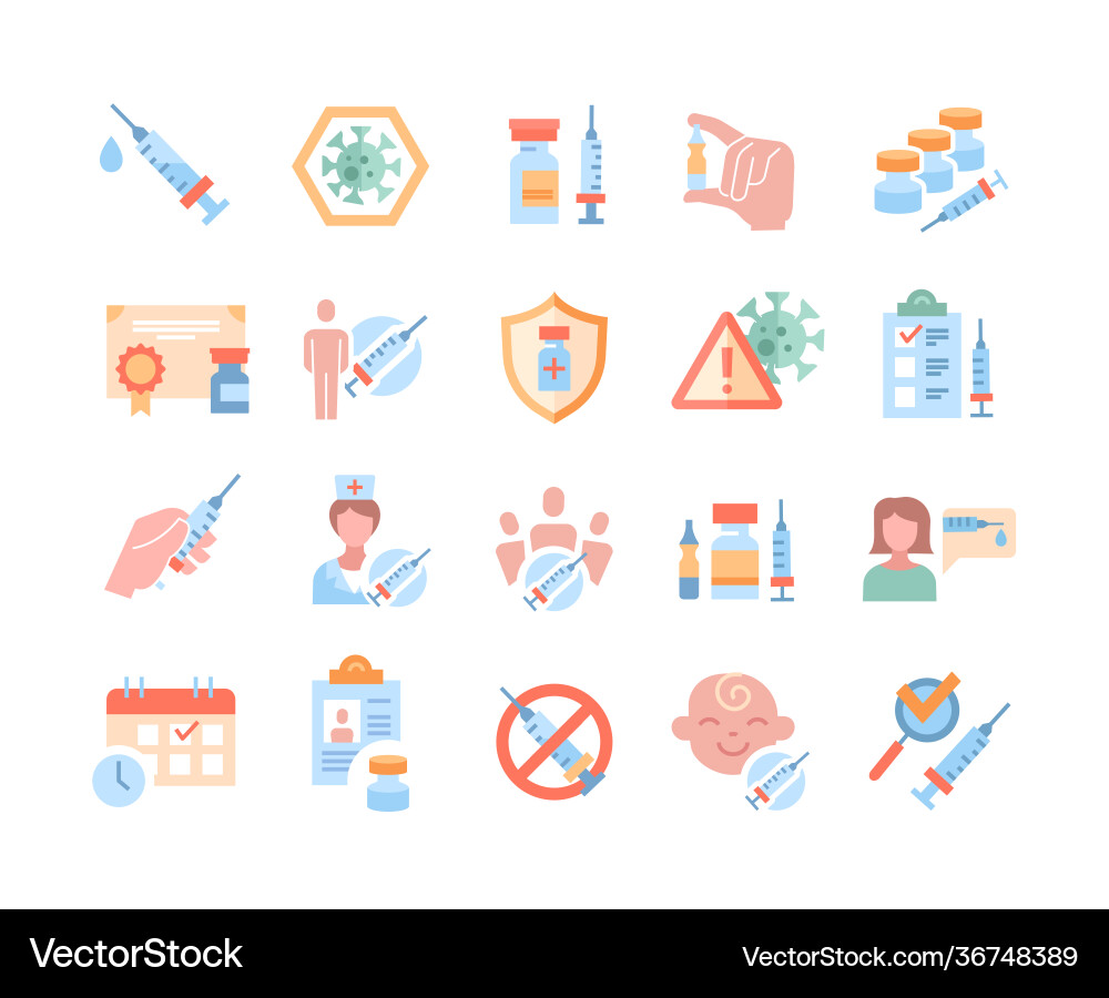 Medical & Vaccine Icon Set Royalty Free Vector Image